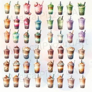 160 Watercolor Beverages Clipart Bundle - Coffee, Cocktails, Smoothies ...