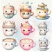 42 Watercolor Kawaii Coffee Cup Clipart Bundle, Pastel Cute Coffee Cup ...