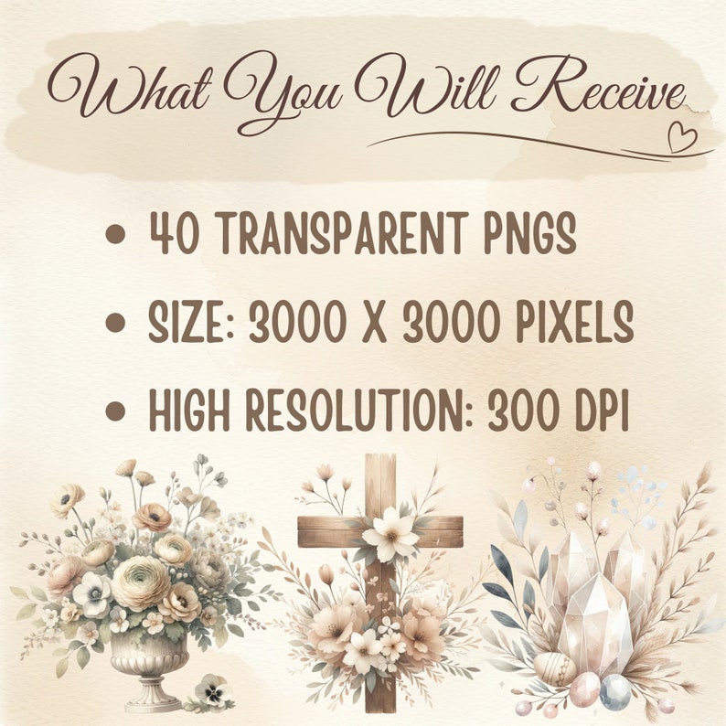 40 Watercolor Easter Clipart Bundle, Bunny Clipart, Beige Themed ...