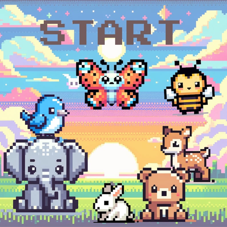 8-bit Pixel Art Animals Clipart- 40 Pngs Transparent Background for ...