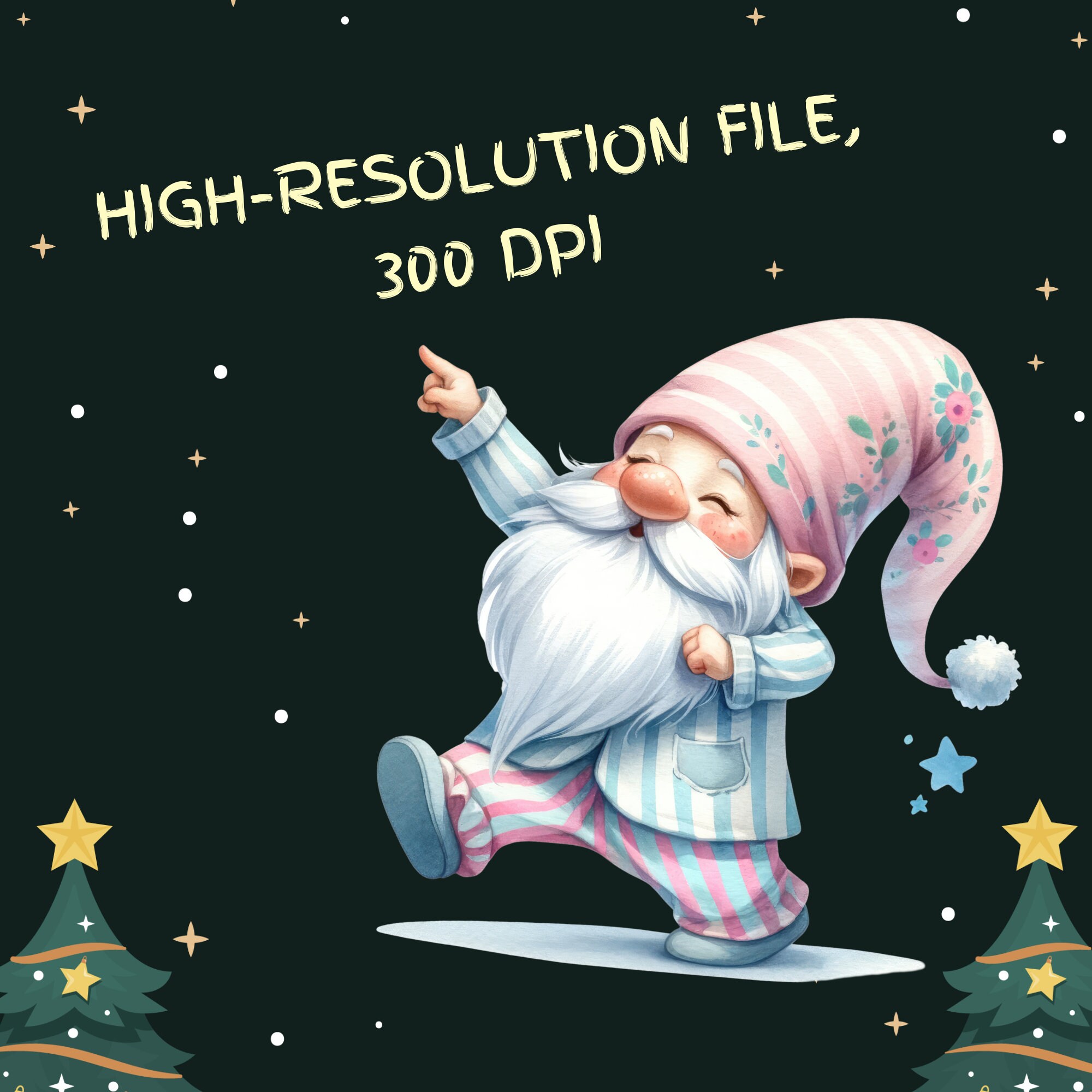 25 Watercolor Gnome Clipart in Pastel Pajamas High-quality PNG ...