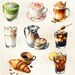 50 Watercolor Coffee Clipart Bundle, Tea Clipart, Cafe Clipart, Coffee ...