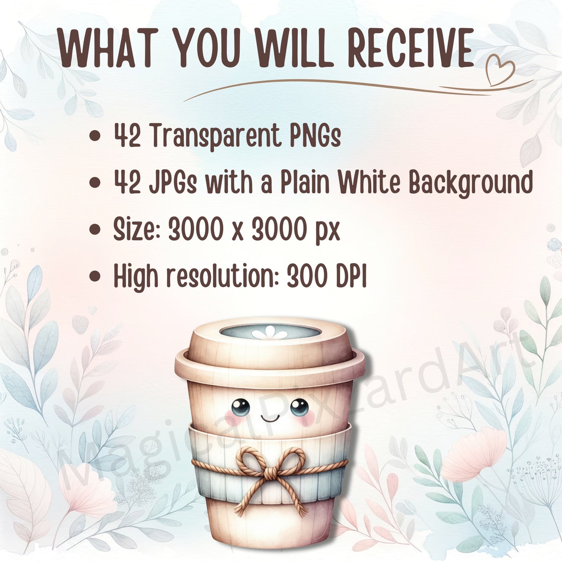 42 Watercolor Kawaii Coffee Cup Clipart Bundle, Pastel Cute Coffee Cup ...