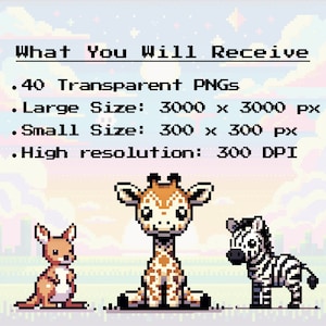8-bit Pixel Art Animals Clipart- 40 Pngs Transparent Background for ...