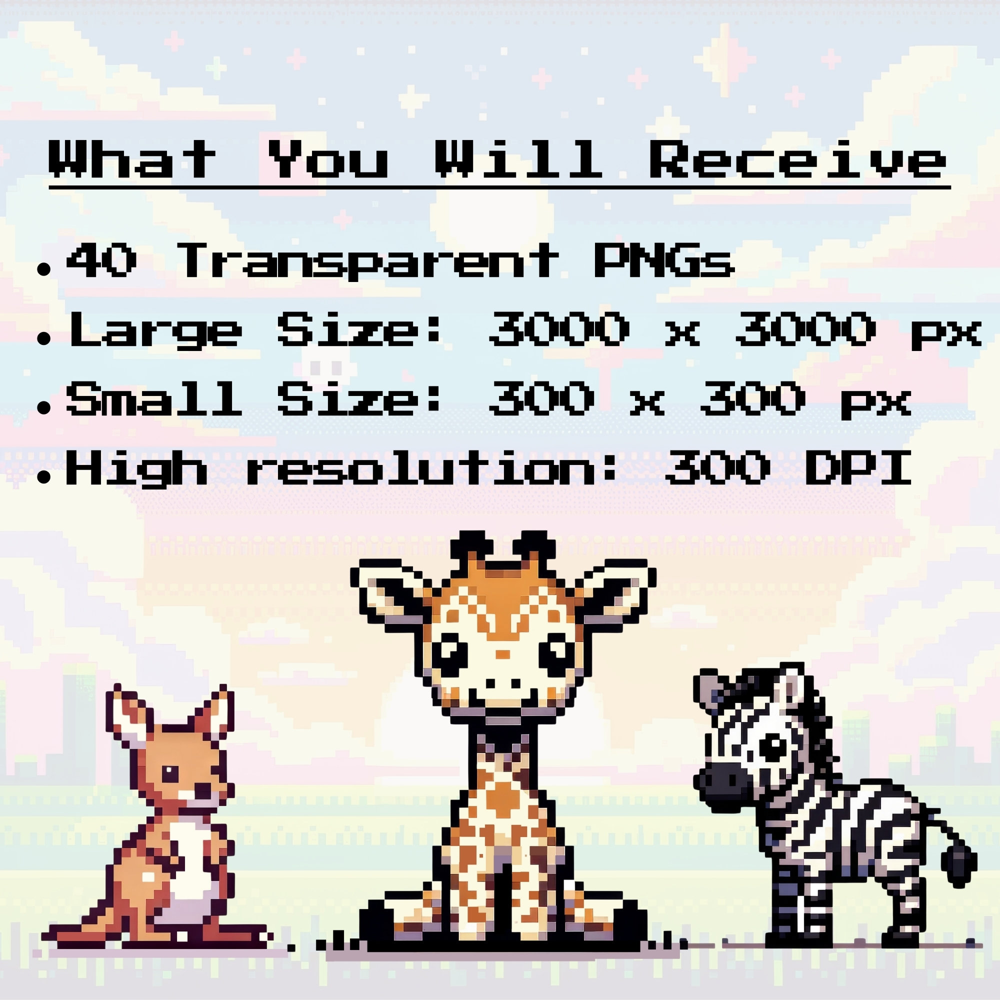 8-bit Pixel Art Animals Clipart- 40 Pngs Transparent Background for ...