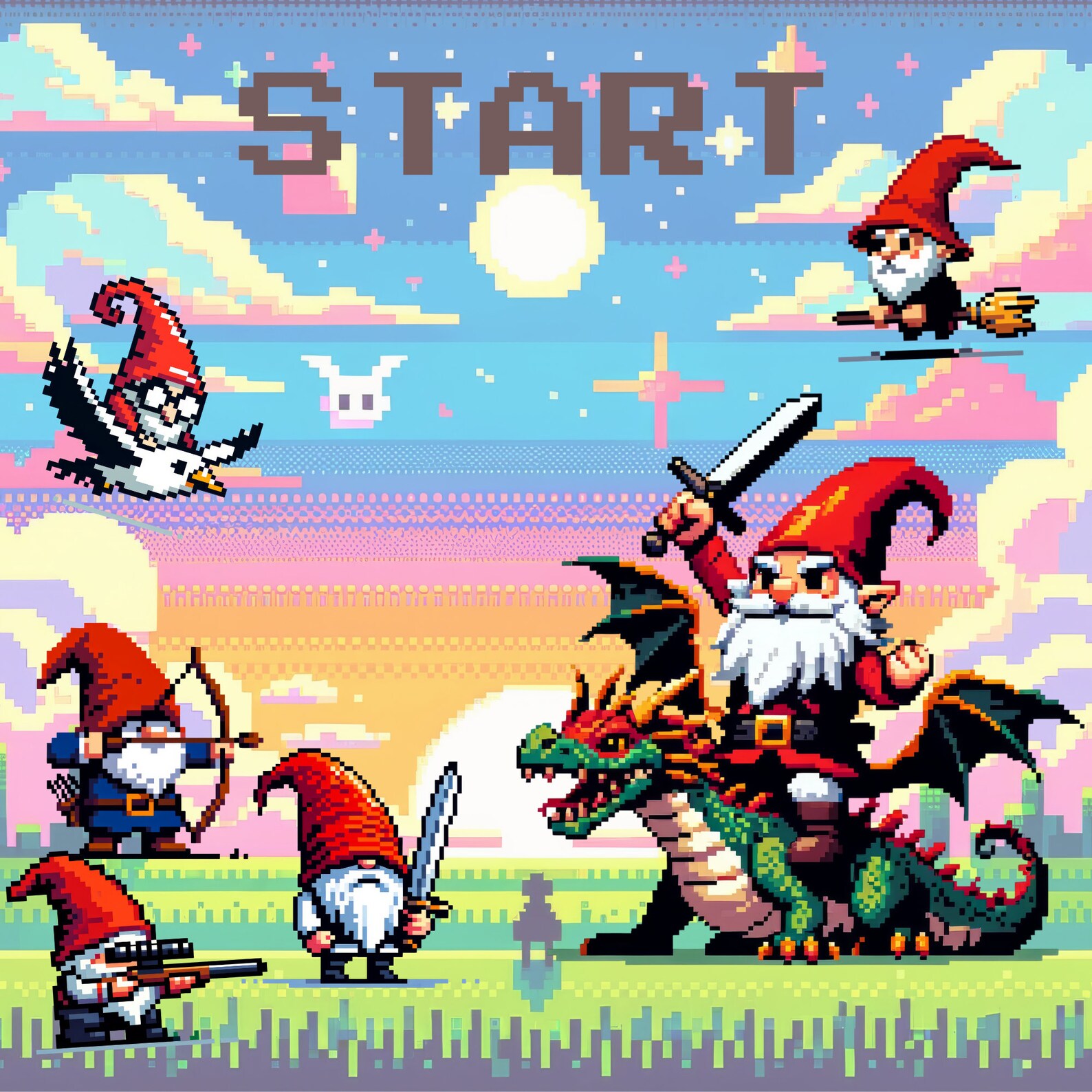 Pixel Art Gnomes Clipart Bundle - 50 Pngs Transparent Background for ...