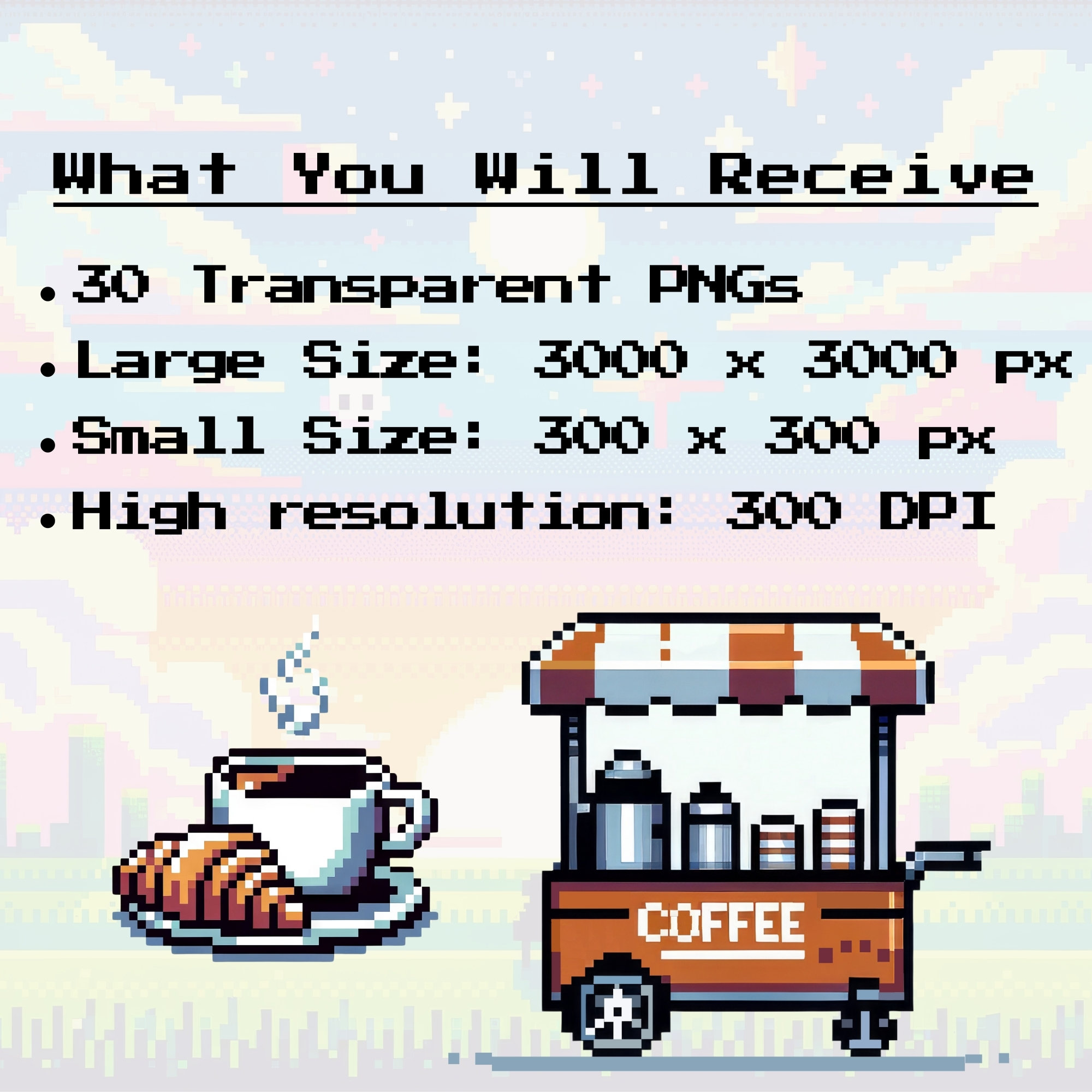 8-bit Coffee Pixel Art Collection - 30 Pngs Transparent Background for ...