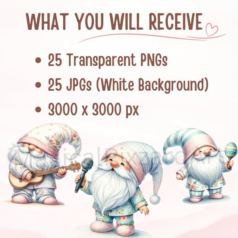 25 Watercolor Gnome Clipart in Pastel Pajamas High-quality PNG ...