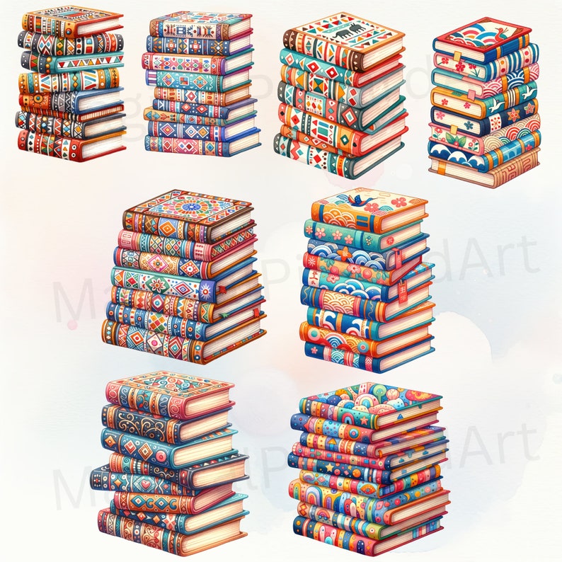 80 Watercolor Stack of Books Clipart Education Clipart, Watercolor ...