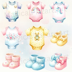 50 Baby Shower Clipart Bundle, Watercolor Pastel Baby Shower Elements ...