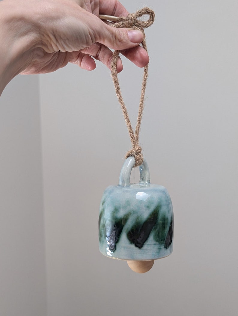 Scorched Bell With Handle | Ceramic Bell With Wooden Bead Clapper ...