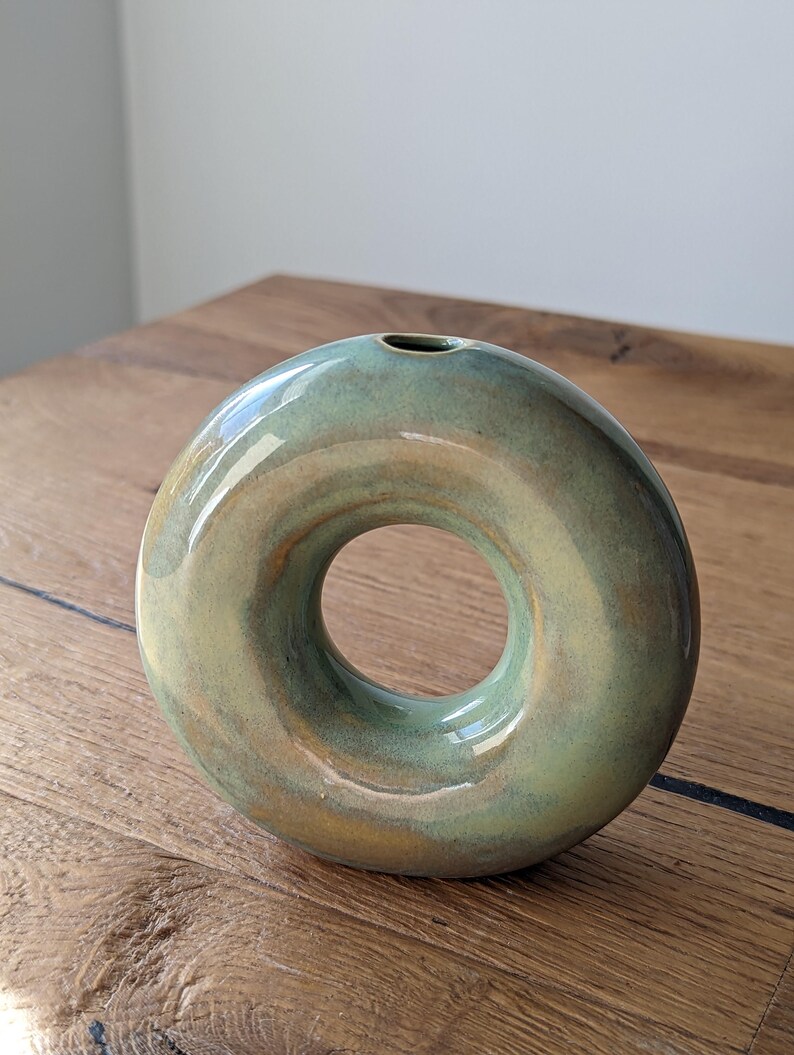 Donut Vase (small) | Handmade Ceramic Vase | Green Glaze | Unique Gift ...