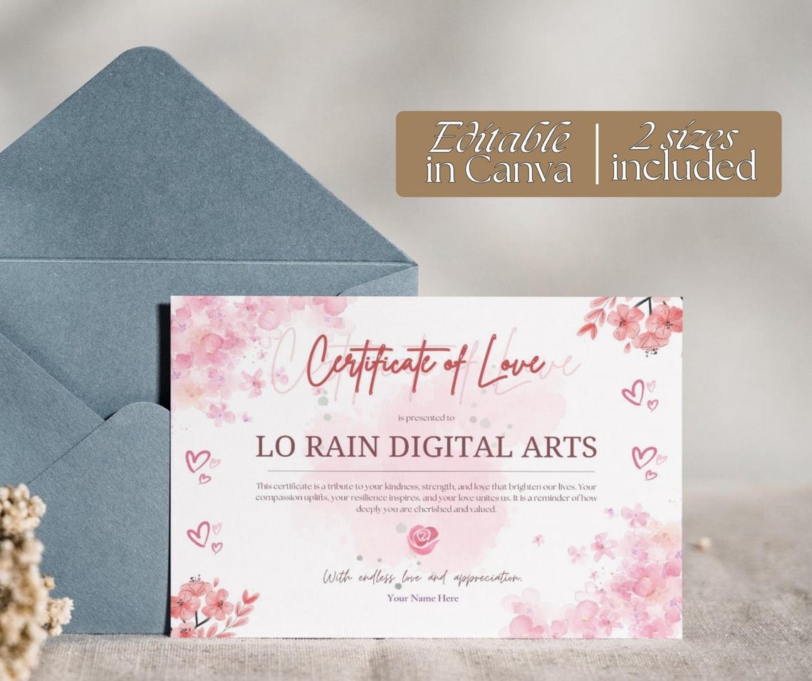 Certificate of Love, Love Declaration, Valentines Day, Certificate of ...