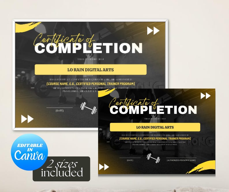 Fitness Certificate, Training Certificate, Certificate of Completion ...
