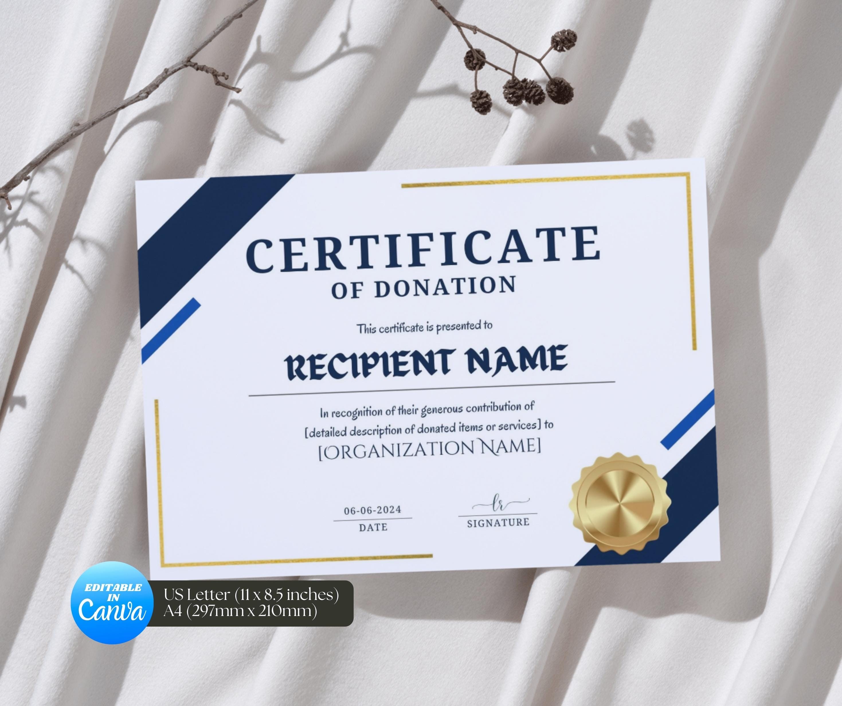 Certificate of Donation, Certificate of Appreciation, Certificate ...