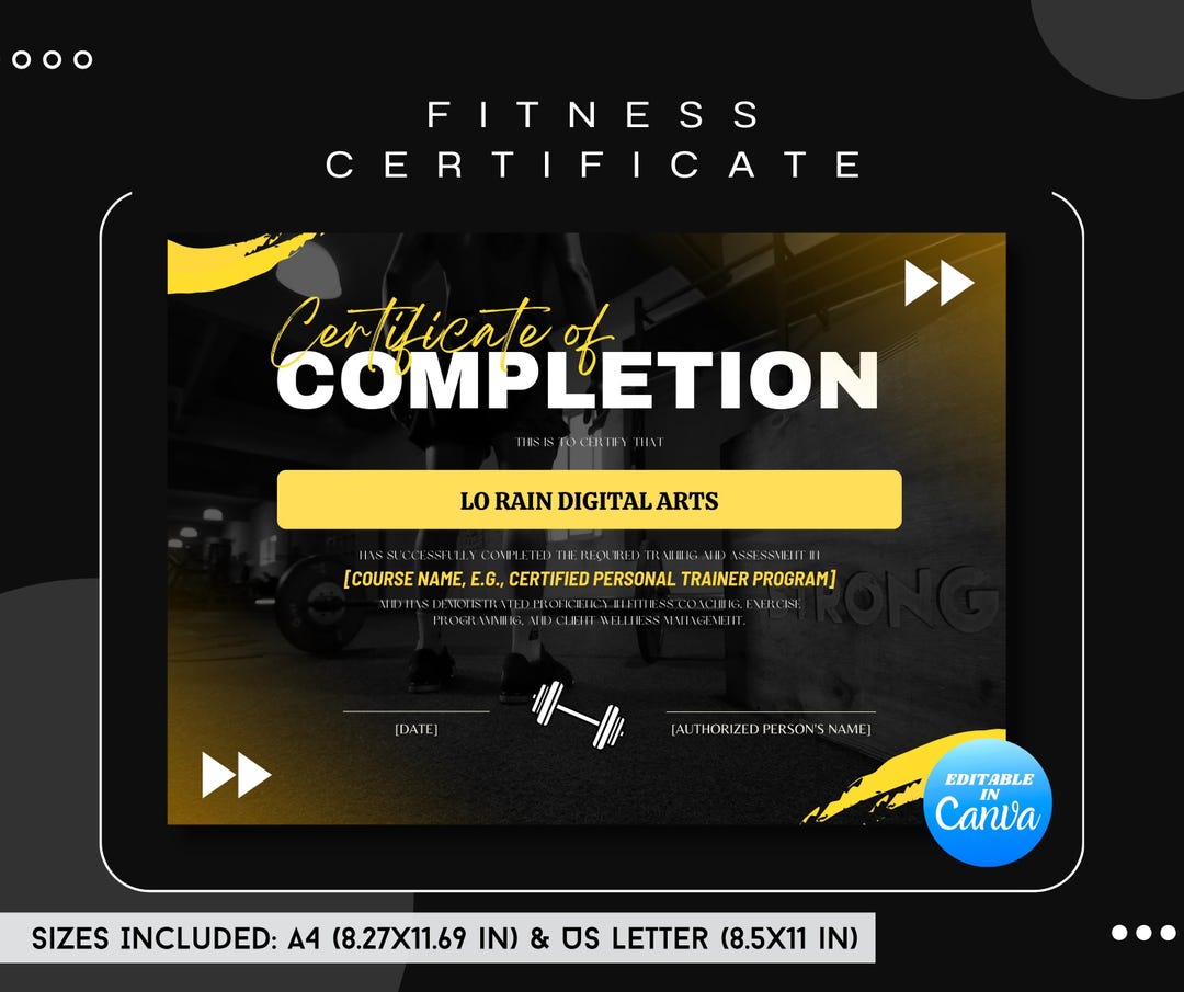 Fitness Certificate, Training Certificate, Certificate of Completion ...