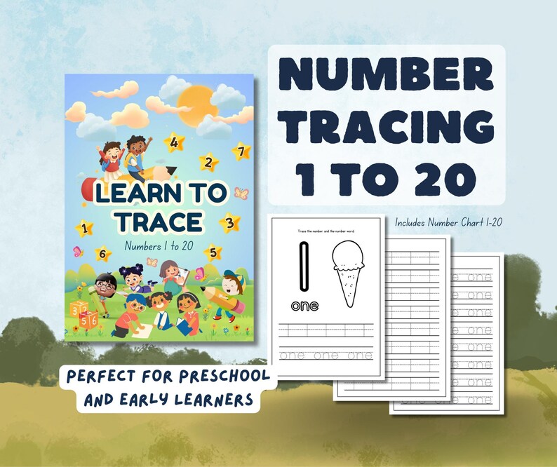 Number Trace 1-20, Tracing Numbers, Preschool Worksheet, Trace ...