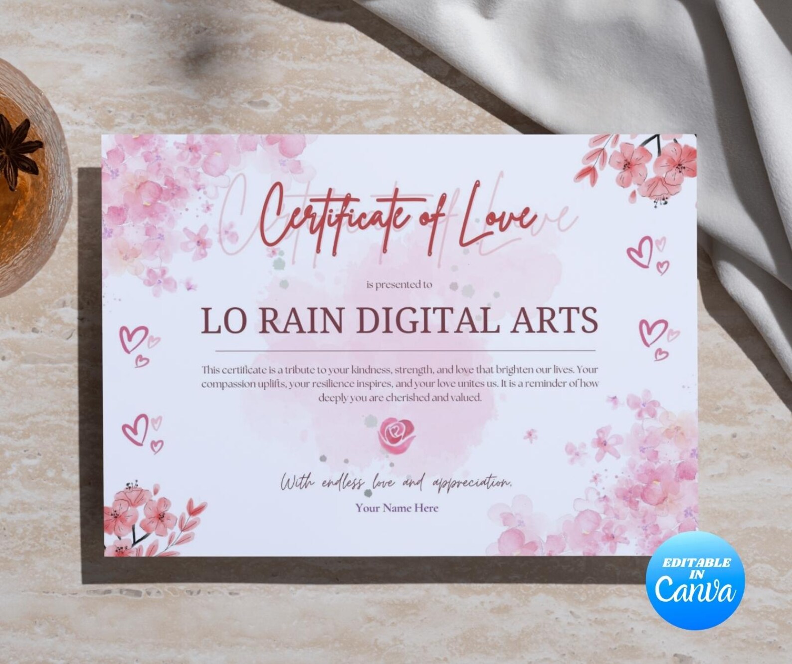 Certificate of Love, Love Declaration, Valentines Day, Certificate of ...