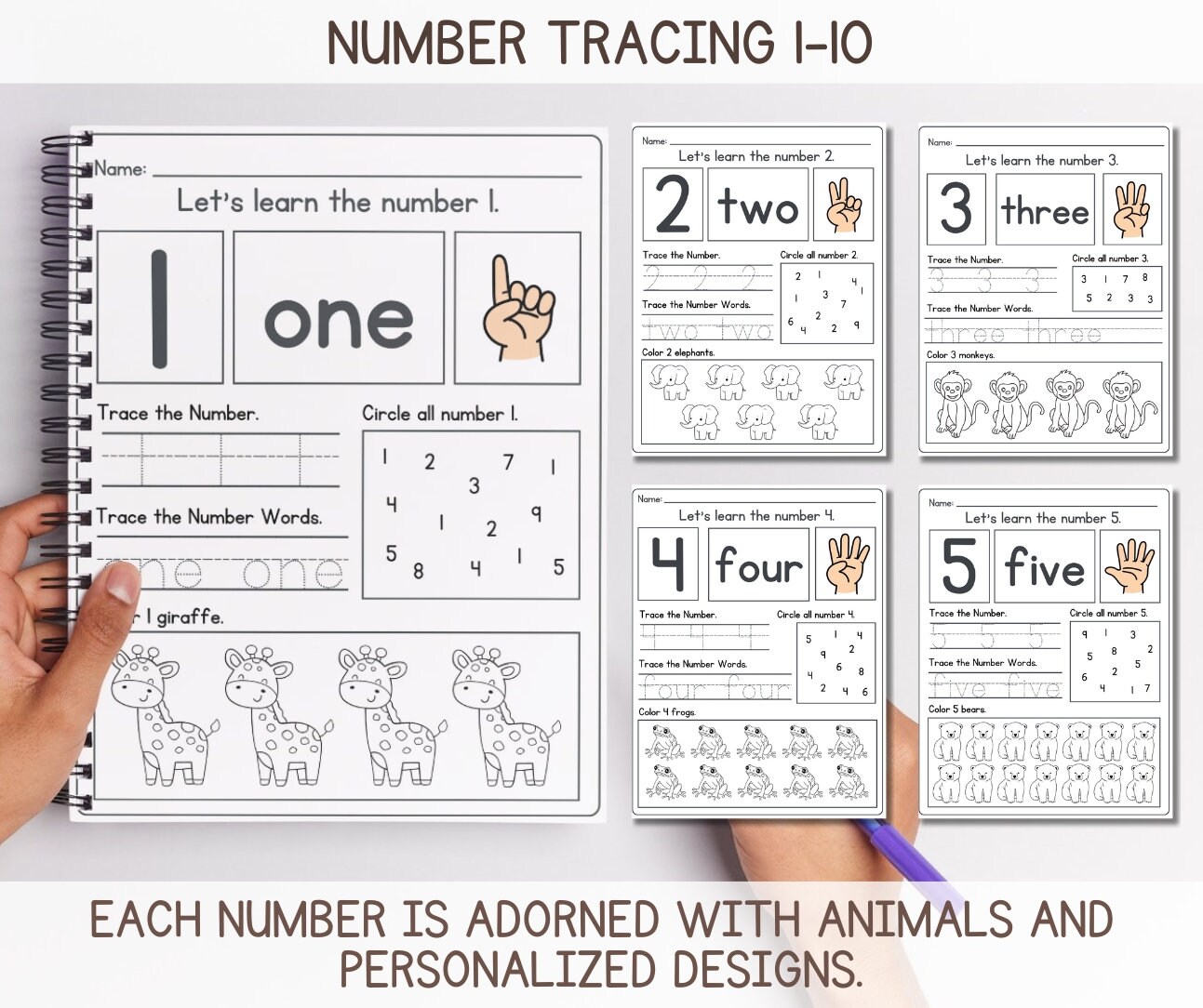 Math Activities for Preschoolers, Number Tracing Worksheets, Numbers 1 ...