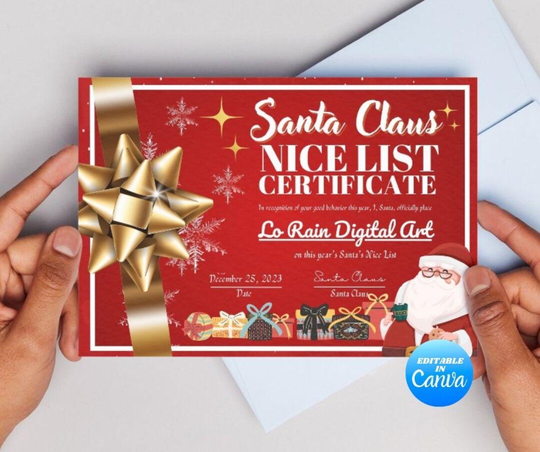 Santa Certificate, Good List Certificate, Editable Certificate Template ...