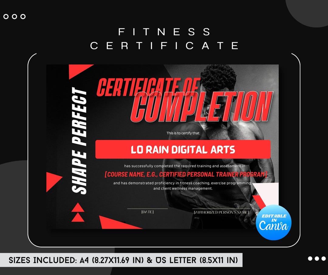 Gym Certification, Fitness Certificate, Training Certificate ...