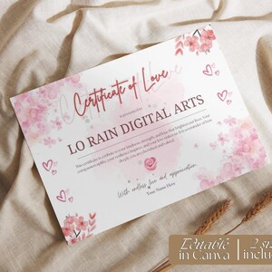 Certificate of Love, Love Declaration, Valentines Day, Certificate of ...