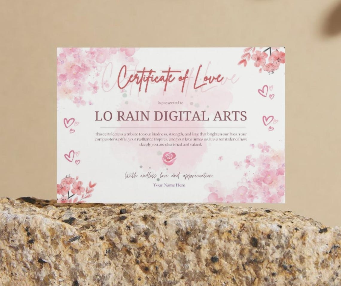 Certificate of Love, Love Declaration, Valentines Day, Certificate of ...