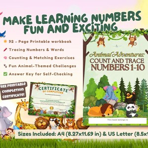 Number Tracing, Count 1-10, Learn to Count, Math Activities for ...