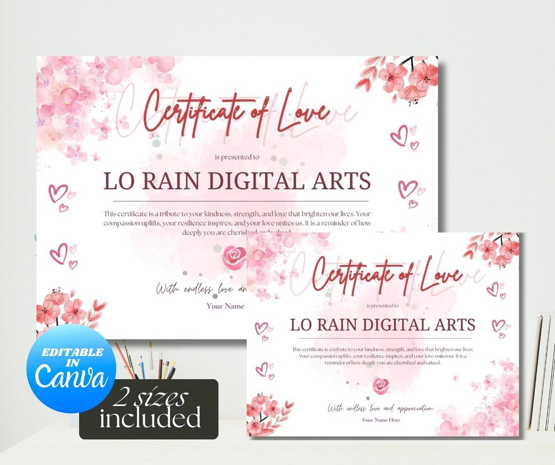 Certificate of Love, Love Declaration, Valentines Day, Certificate of ...