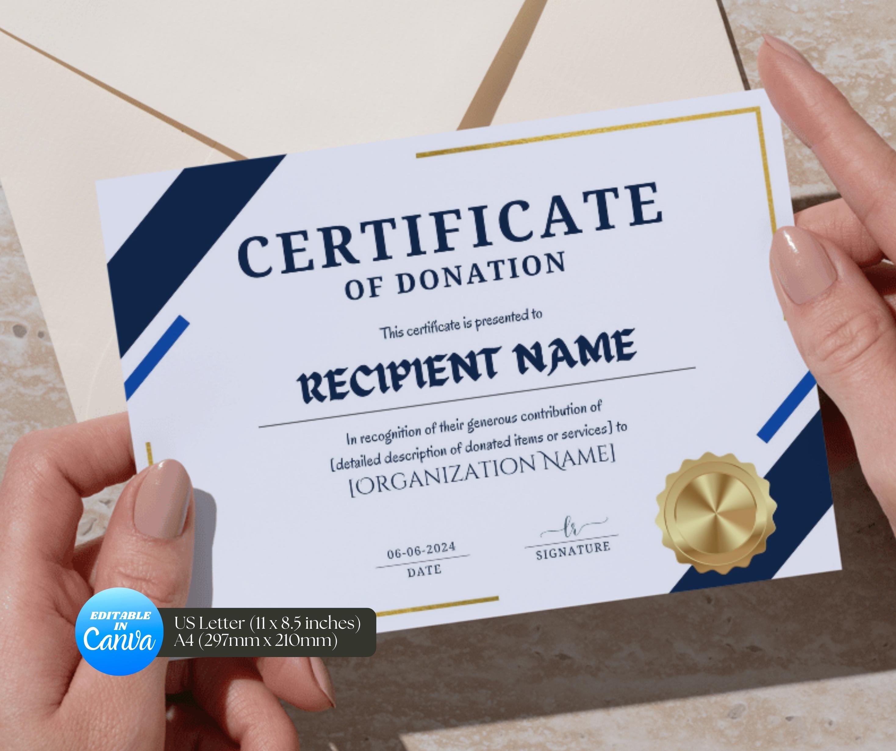 Certificate of Donation, Certificate of Appreciation, Certificate ...