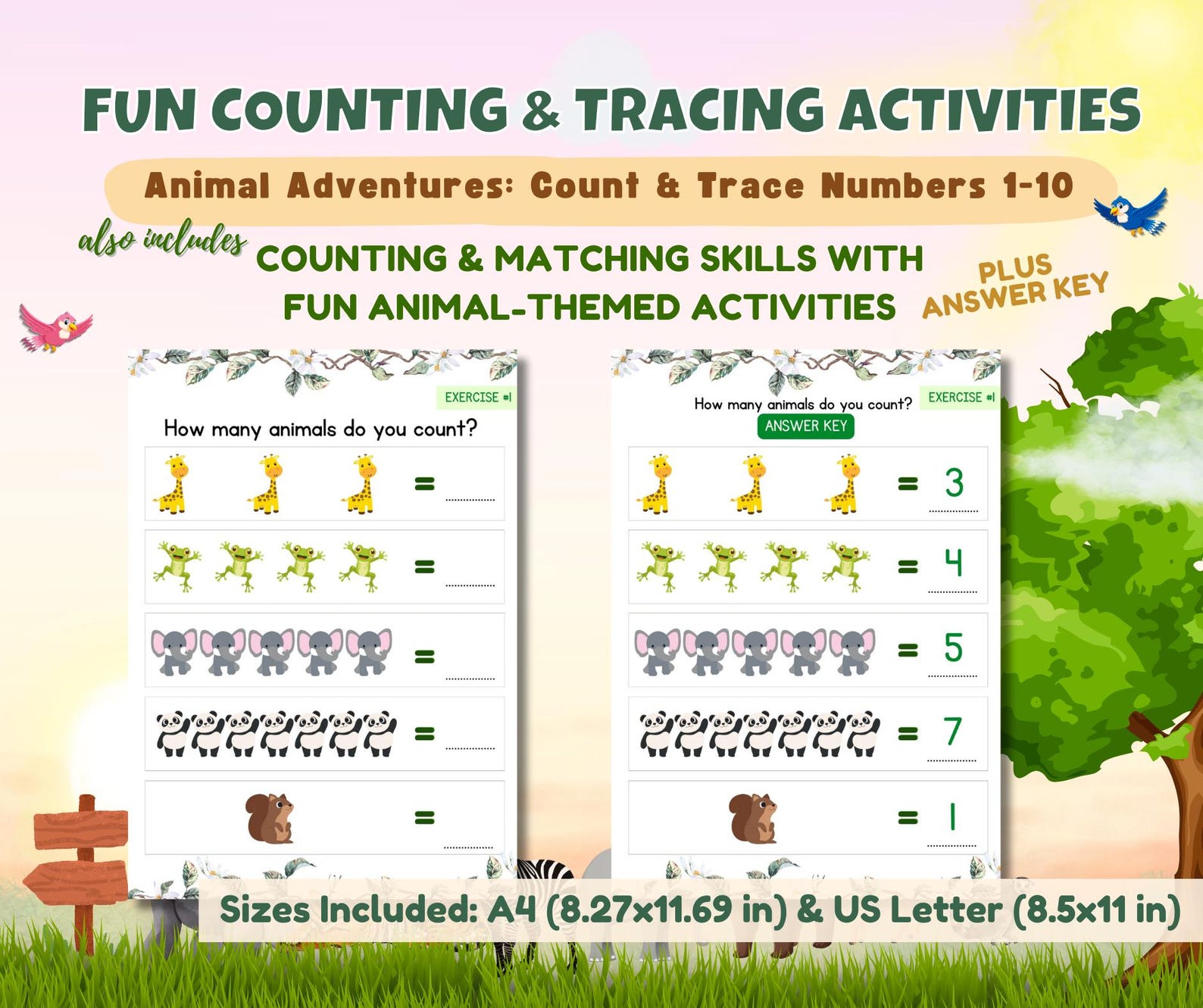 Number Tracing, Count 1-10, Learn to Count, Math Activities for ...