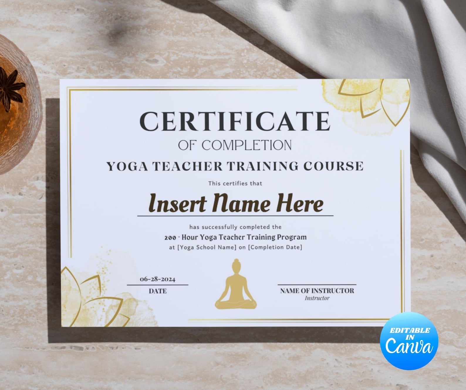 Yoga Certificate, Award Certificate, Certificate of Completion, Training Certificate, Yoga ...