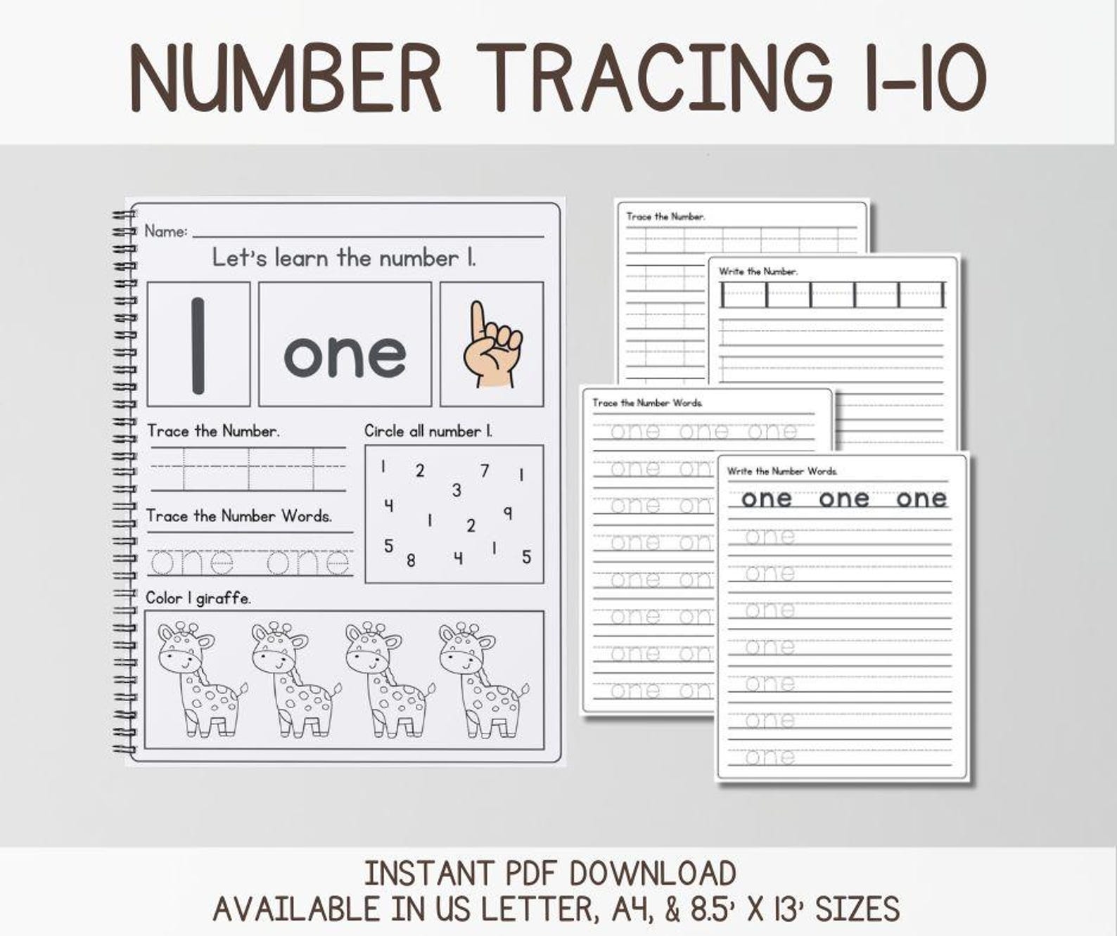 Math Activities for Preschoolers, Number Tracing Worksheets, Numbers 1 ...