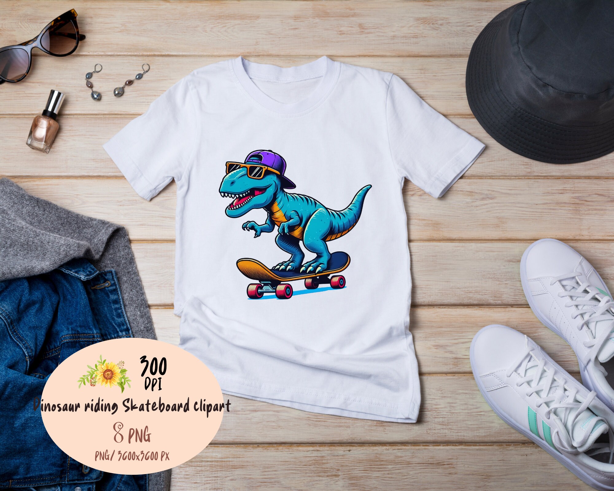 Dinosaur Riding Skateboard Clipart PNG, 90's Style, Dinosaur ...