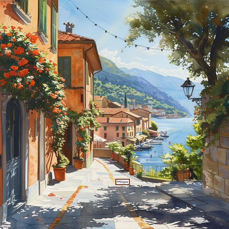 DIGITAL Tranquil Spring Lake Townscape - Etsy