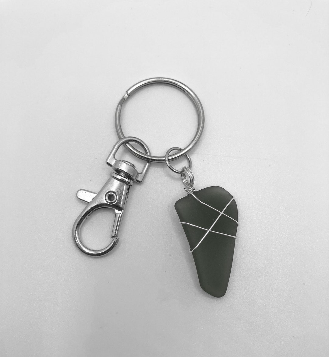 Rare Olive Green Seaglass Keychain - Etsy