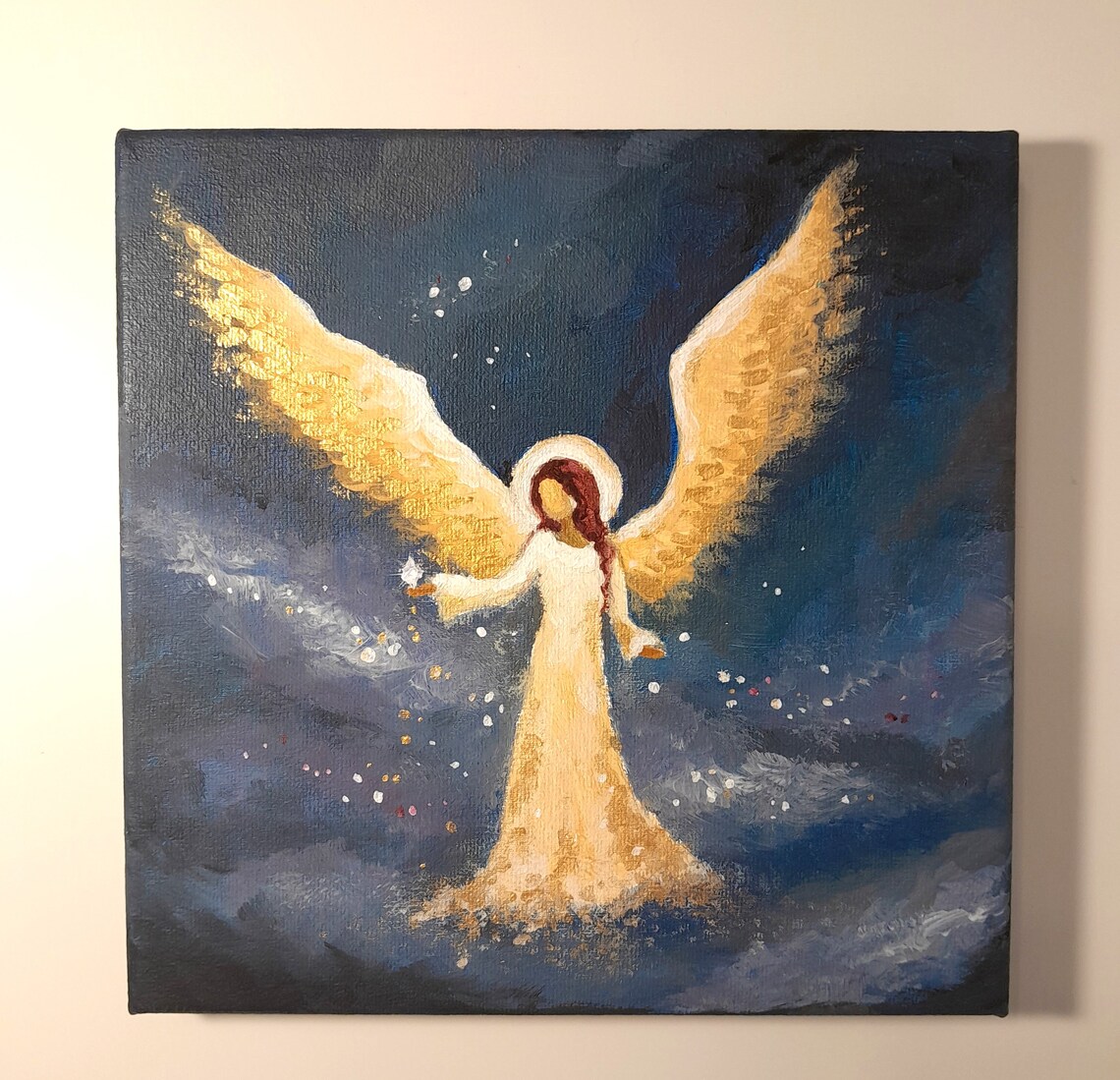 Angel Acrylic Painting on Canvas Angel With Halo Original - Etsy