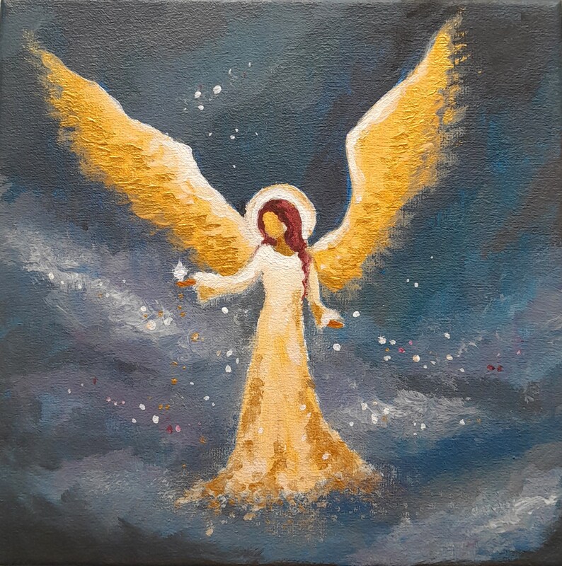Angel Acrylic Painting on Canvas Angel With Halo Original - Etsy