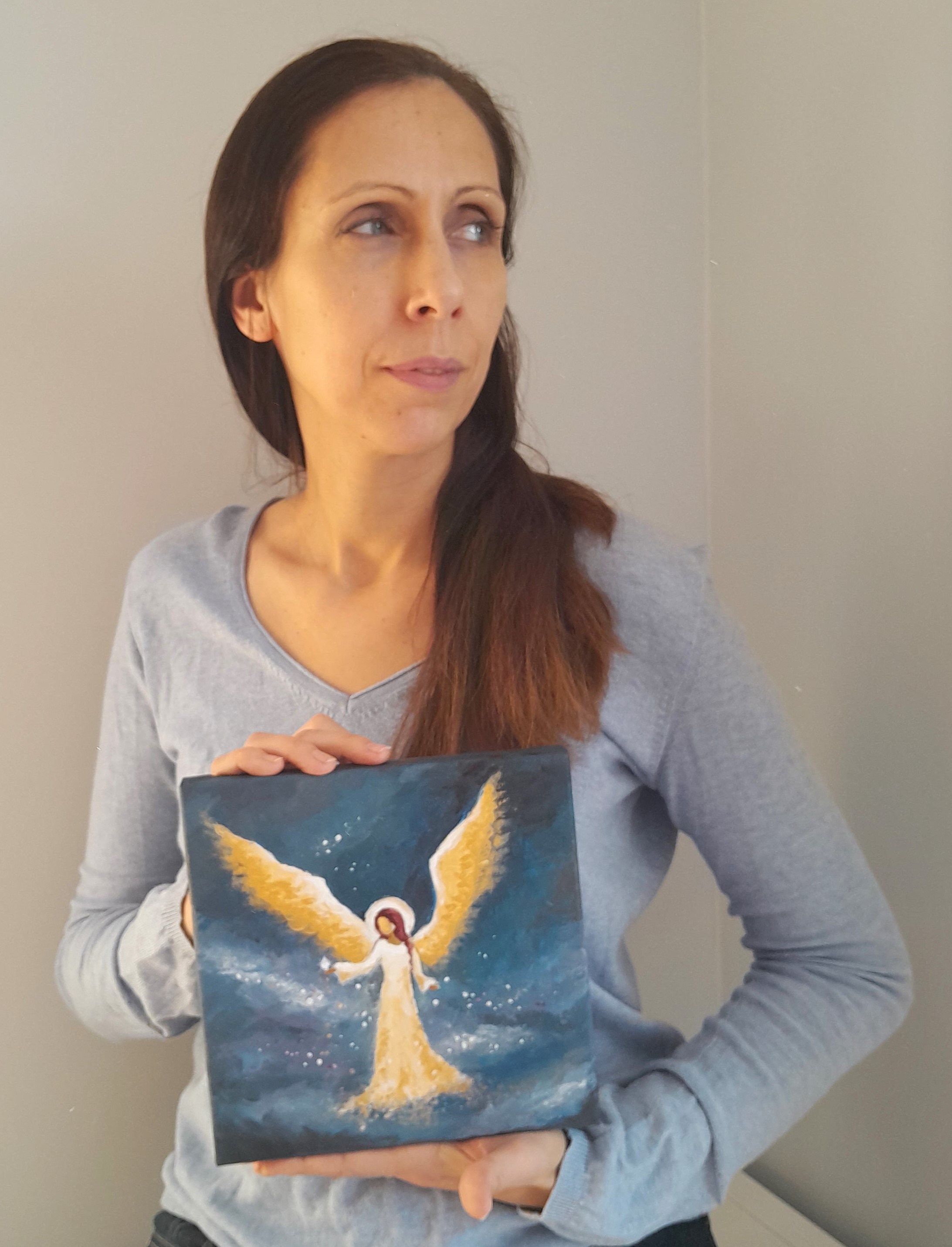 Angel Acrylic Painting on Canvas Angel With Halo Original - Etsy