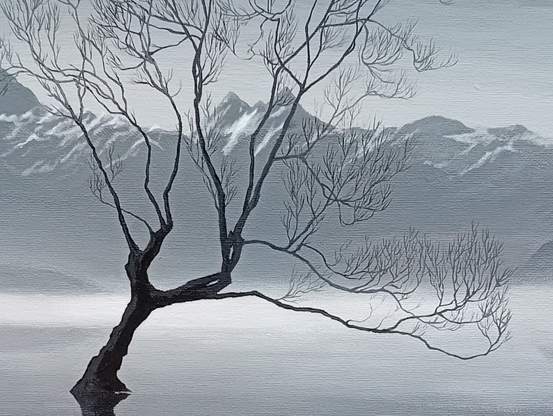 The Wanaka Tree in New Zealand Painting Wall Art Original Tree Art ...