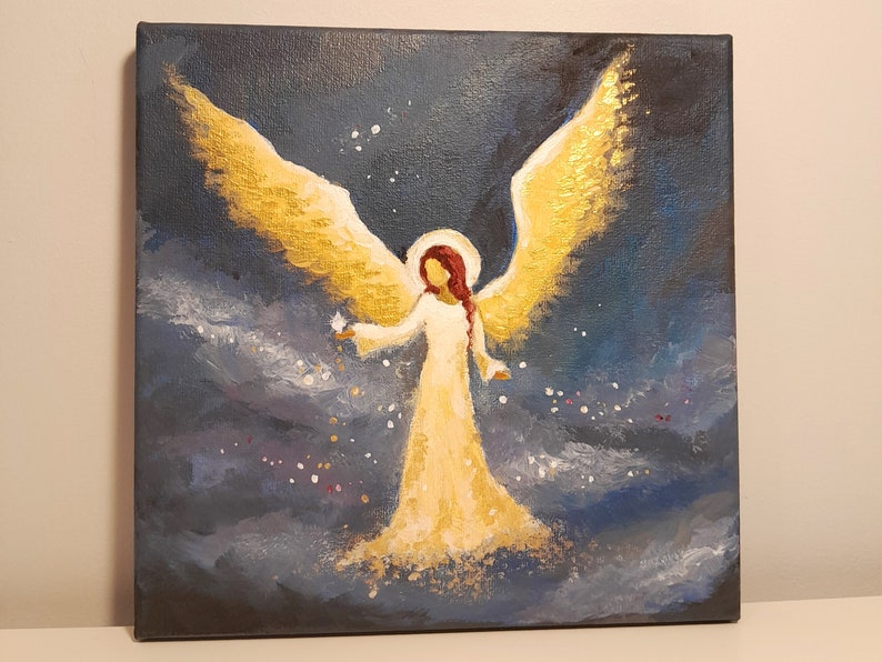 Angel Acrylic Painting on Canvas Angel With Halo Original - Etsy