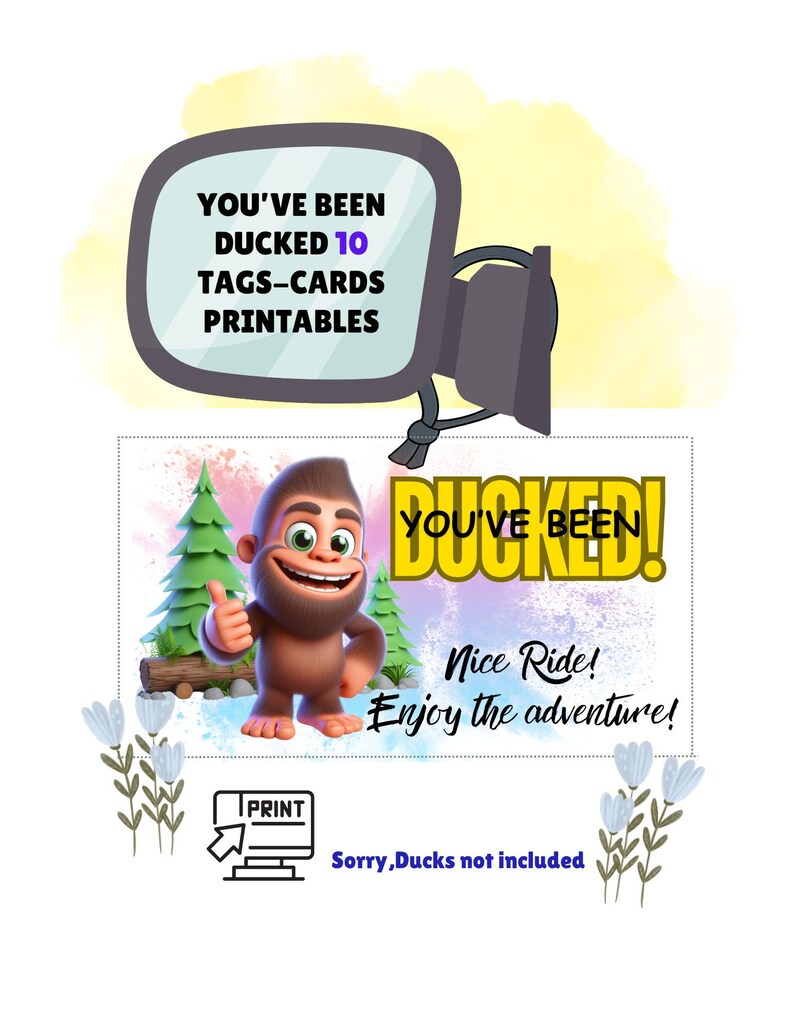 You've Been Ducked Bigfoot Thumbs up for Jeep Drivers Printable PDF 10 ...