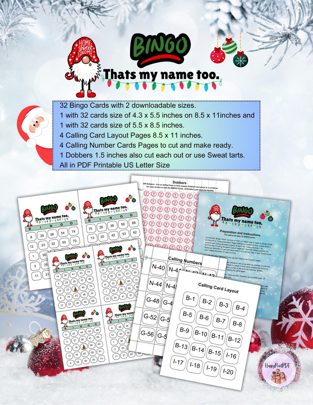 Christmas Bingo Kit-holiday Family Game-pdf Download Printable-holiday ...