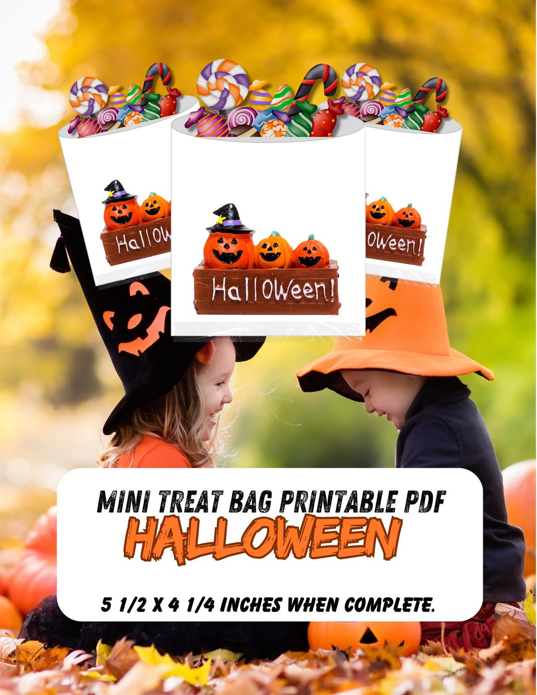 Halloween Treat Bags - DIY Pumpkin Party Favors - PDF Download ...
