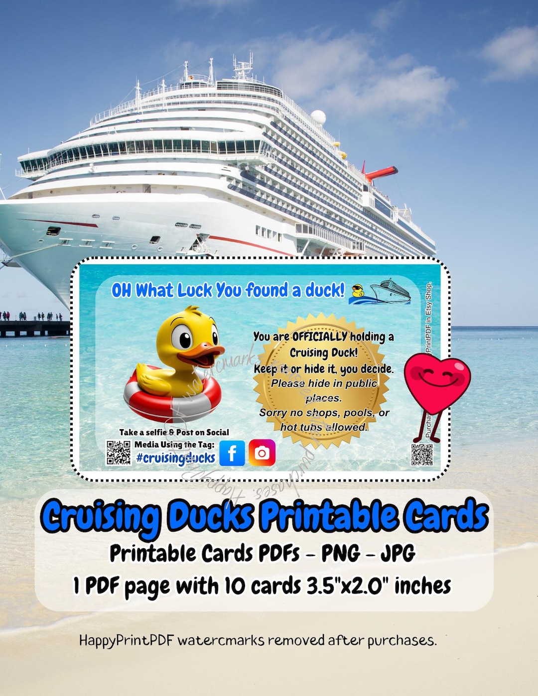 Cruising Ducks Printable Cards Quacky Patty Theme, Cruising Duck Cards ...