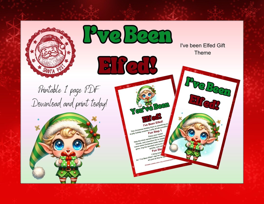 You've Been Elfed-printable Pdf-christmas Gift Theme-christmas Elfing ...