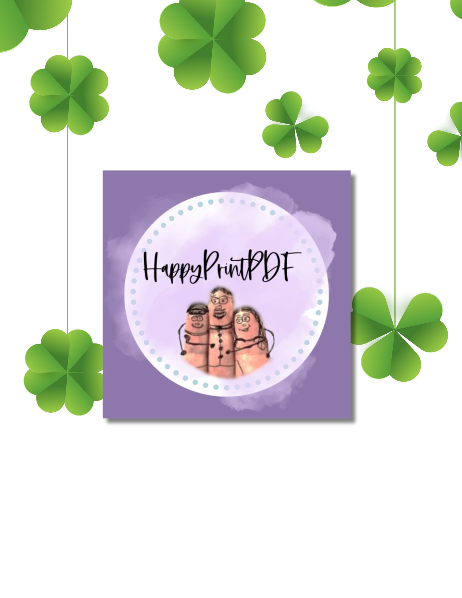 Four Leaf Clover Shamrock, Printable PDF, St Patricks Day, Four Leaf ...