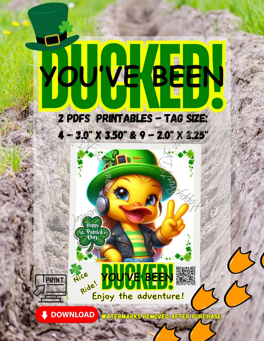 You've Been Ducked, Saint Patty Duck Theme, PDF Printable - Etsy