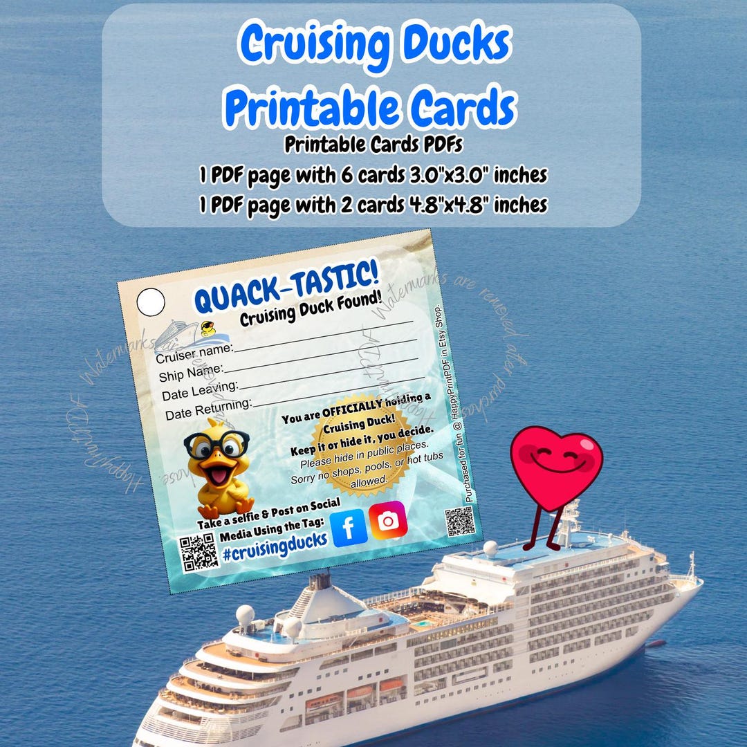 Cruising Ducks Printable Cards Happy Face Official Theme, Yellow Duck ...