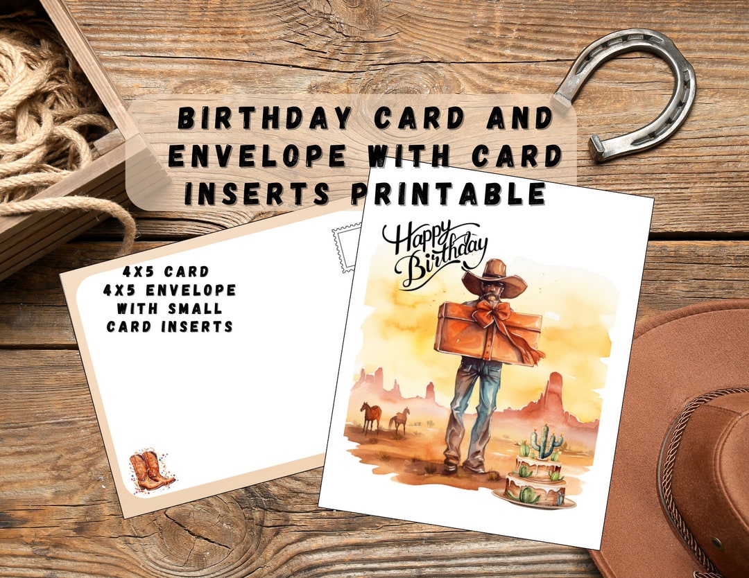 Happy Birthday Greeting Card Western Cowboy Big Gift Box 4x5inch ...